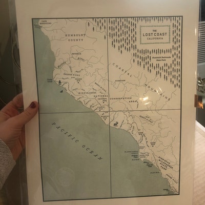 The Lost Coast, Northern California Letterpress Map Print - Etsy