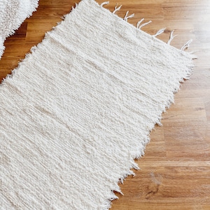 Medium Handwoven Cream Rug, Cream Cotton Rug, Bathroom Rug, Kitchen Rug ...