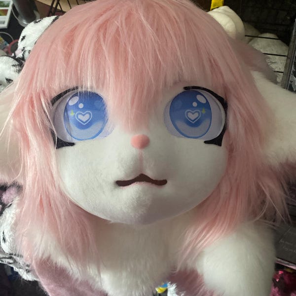 Cute Baby Pink Sheep Kig Furry Mask Head,fursuit Mask Head, Cat Kemono ...