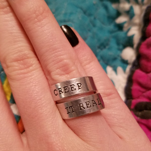 Creep It Real Ring, Halloween, Creepy, Gothic Jewelry, Horror, Aluminum ...