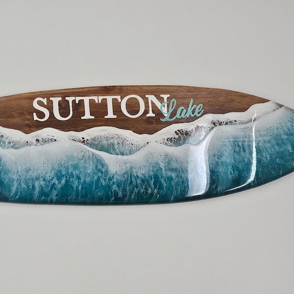 Surfboard Table With Epoxy Resin Waves, Resin Wave Coffee Table - Etsy