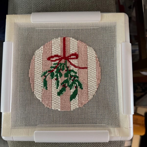 Hand Painted Mistletoe Needlepoint Canvas - Etsy