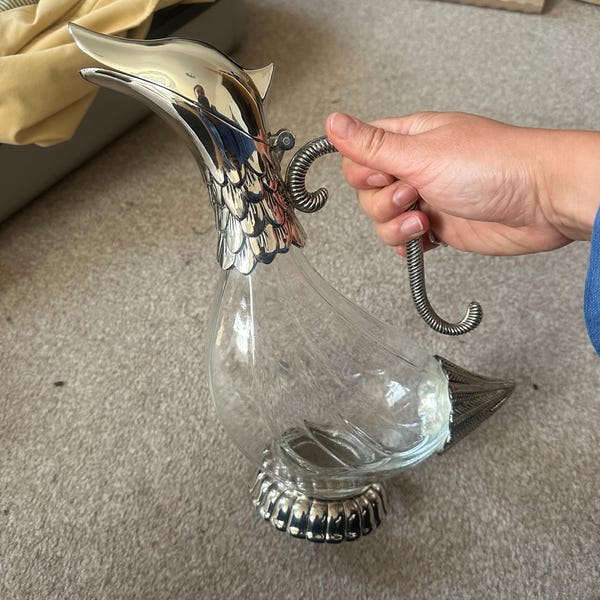 Vintage Duck Decanter by Silea Glass and Silver Plated Duck Shaped ...