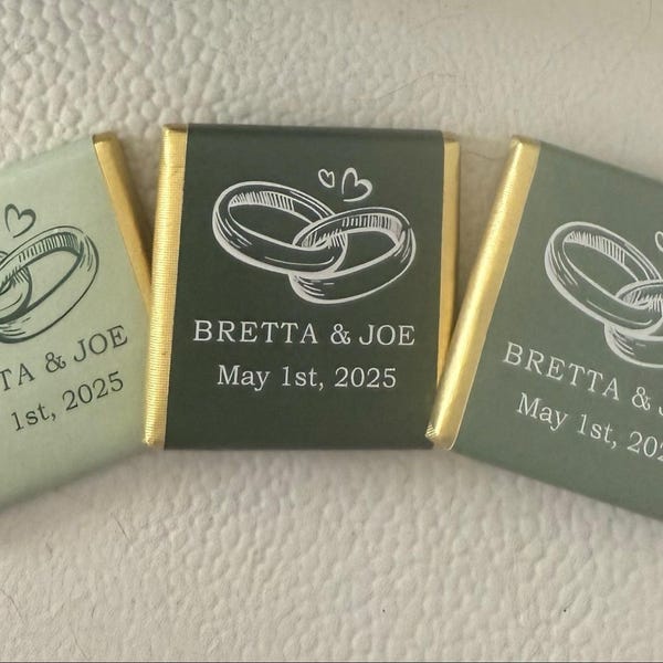 50 Pcs Custom Wedding Chocolate, Chocolate Favors, Personalized ...