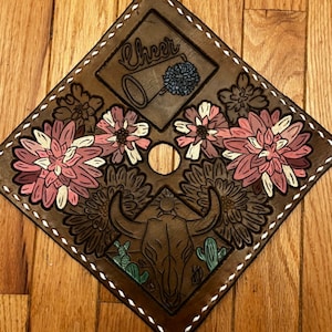 Hand Tooled & Carved Genuine Leather Cow Tag Keychain - Etsy