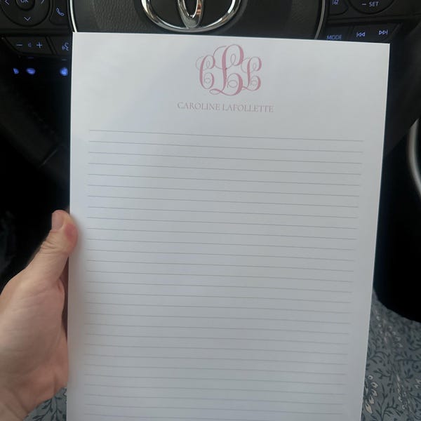 Personalized Monogram Notepad Stationery Desk Pad Elegant Custom ...