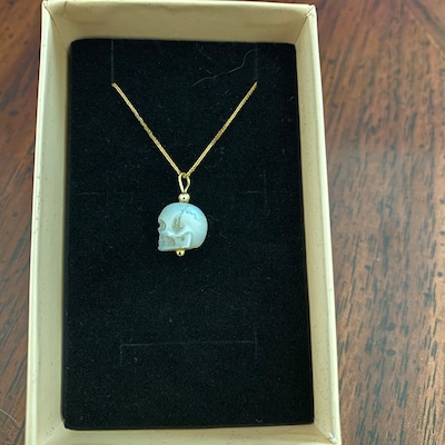 Natural Pearl Skull Necklace Hand-carved Pearl Skulldainty Pearl Skull ...