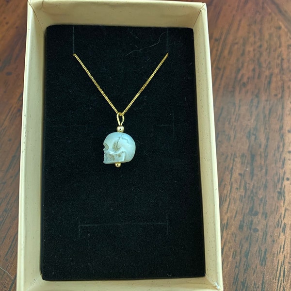 Natural Pearl Necklace • Hand-carved Pearl Skull Necklace•dainty Pearl ...