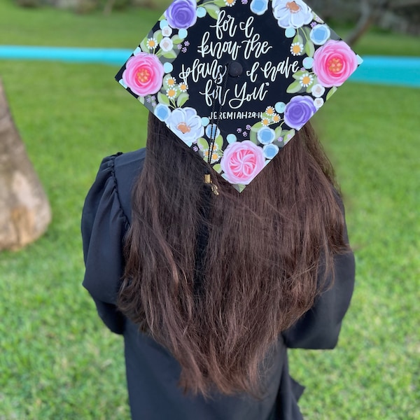 Customizable Floral Grad Cap Decoration Self-adhesive Colorful Rose ...