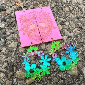 Retro Flower Drop Earring SVG Glowforge - Etsy