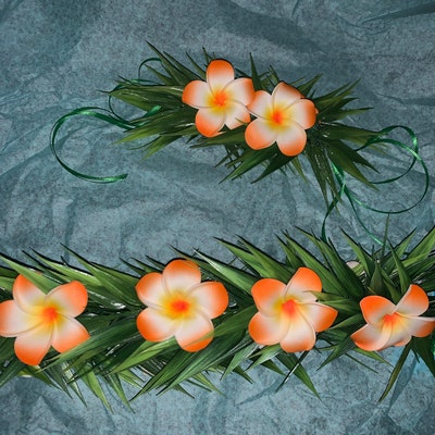 Plumeria Wrist Lei Kupe'e or Kupee Set 2 Count Custom Flower Color for ...