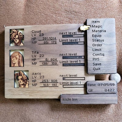 Custom Wooden Final Fantasy 7 Menu Screen With Characters You Can Pick ...