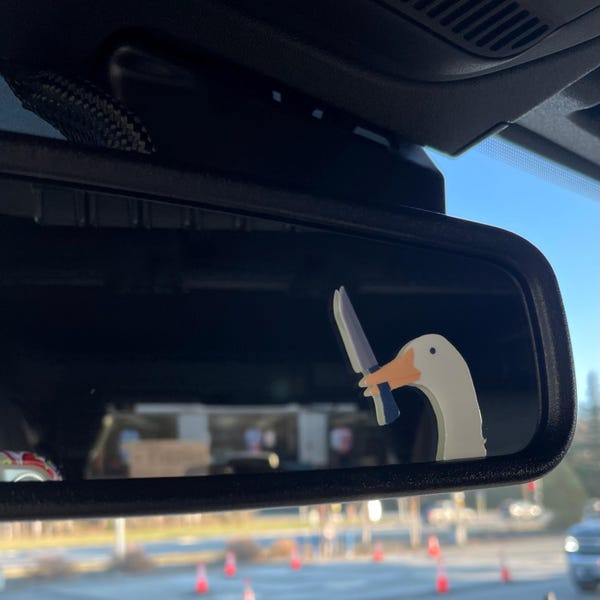 Silly Goose Meme Mirror Peeker Accessory Decal Rear View Mirror Cute ...