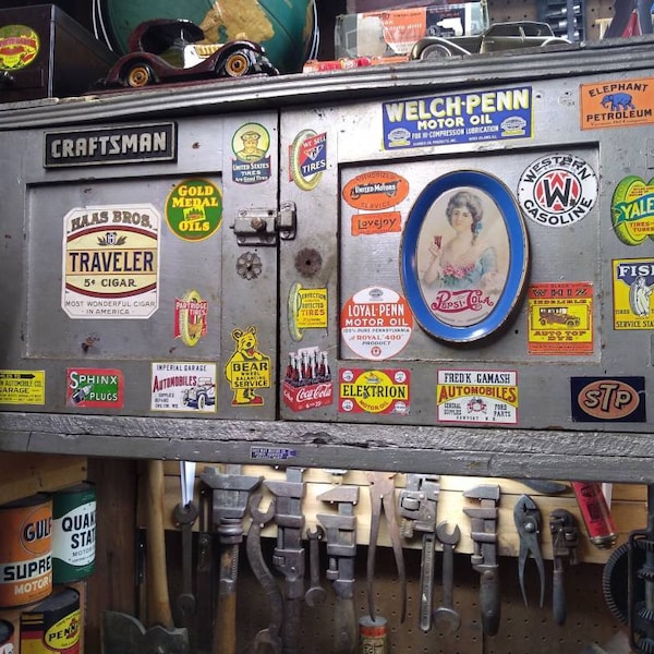 Gas and Oil Can Label Signs - Printed Art Paper, Gasoline Motor Oil ...