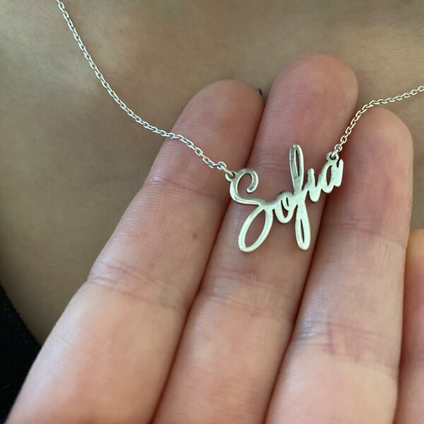Custom Name Logo Necklace - Personalized Silver or Gold Necklace - Hand ...