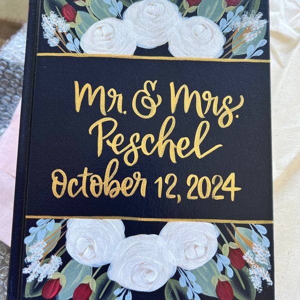Hand Painted Bible, Wedding Bible, Guest Book, Personalized Keepsake - Etsy