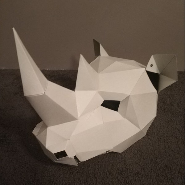 Rhino Mask | DIY Paper Mask, Printable Template, Papercraft, 3D Mask ...