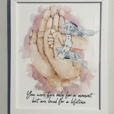 Angel Baby and Parents Memorial Keepsake Art Print Infant Loss ...