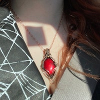 Red Fire Labradorite Pendant Copper Wire Wrapped Pendant Handmade ...