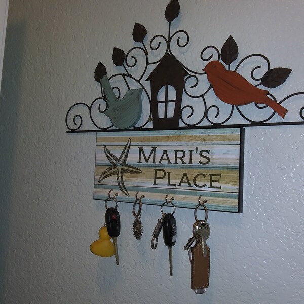 Beach House Key Holder for Wall, Personalized Key Hanger, Starfish ...