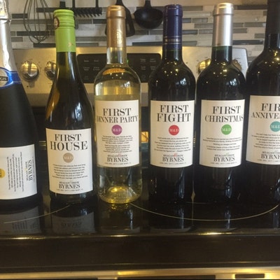 Year of Firsts Wine Labels Wedding Milestone Wine Labels Engagement ...