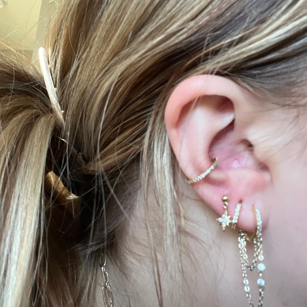 16G/18G/20G Paved Cartilage Conch Clicker Hoops • CZ Hinged Clicker ...