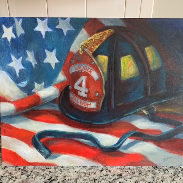 TRADITION 4, Personalized, Hand Painted Firefighter Canvas Giclee to ...