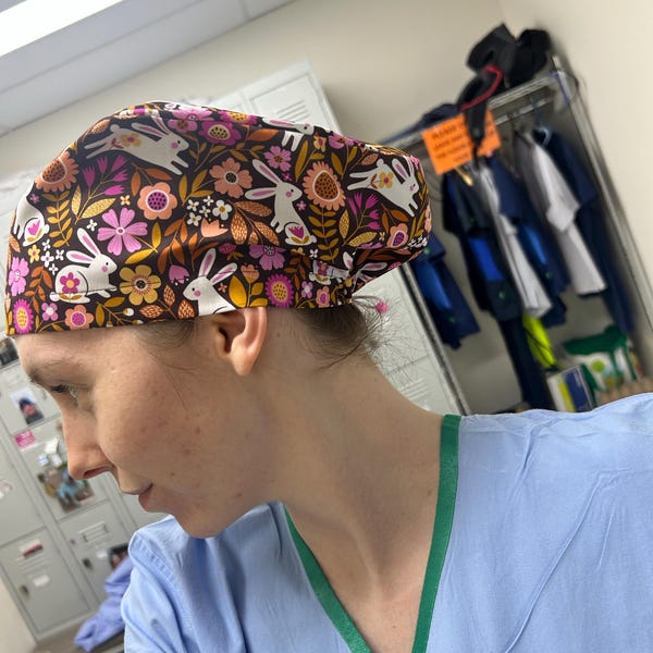 Handmade Aqua Sparkle Glitter Surgical Scrub Cap With Adjustable Toggle ...