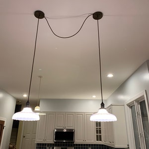 Antique French Style Milk Glass Disc Shade Pendant Light 8 - Etsy