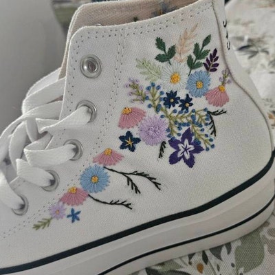 Embroidered Converse/flower Converse/converse LOW Tops/converse ...