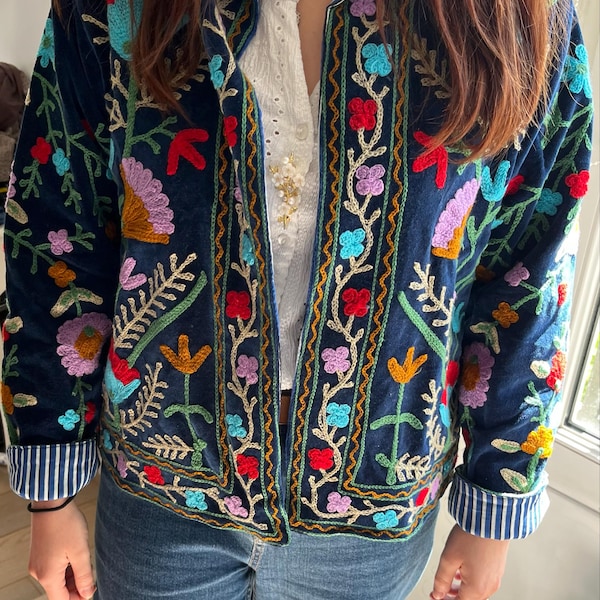Patchwork Quilted Jacket Cotton Flower Bohemian Style Full Winter ...
