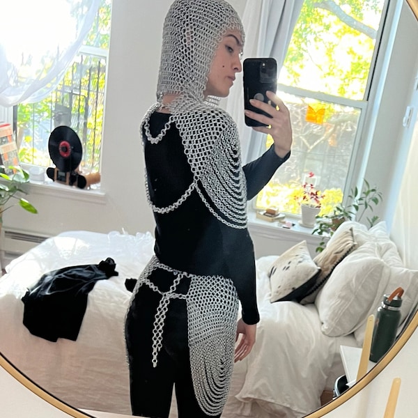 Chainmail Top, Halter Neck Metal Aluminum Butted Ring Medieval Cosplay ...