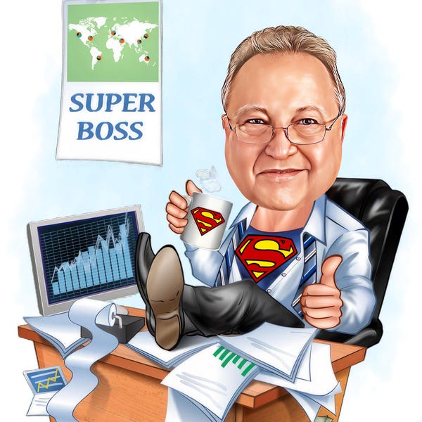 Personalized Female Super Boss Cartoon Portrait, Custom Female Boss ...