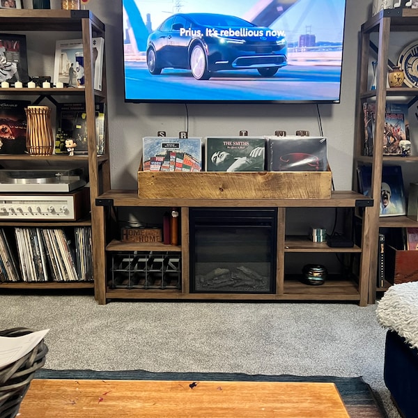 Rustic Record Storage Cabinet | Multiple Bay Vinyl Record Stand | Album ...