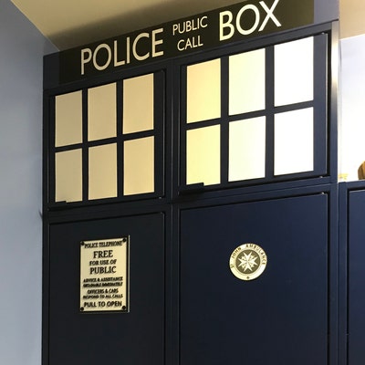 Police Public Call Box Telephone Bedroom Closet Door Black Wall Vinyl ...