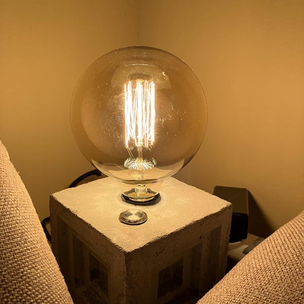 Industrial Concrete Table Lamp FORMA With Switch | Vintage Edison Bulb ...