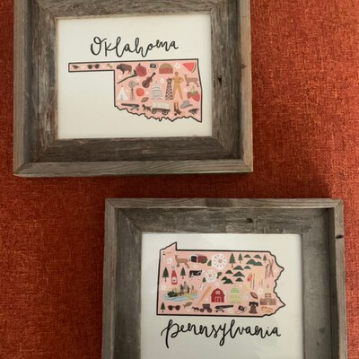 Illustrated Oklahoma Art, Cute Oklahoma Map Print, Modern Oklahoma ...