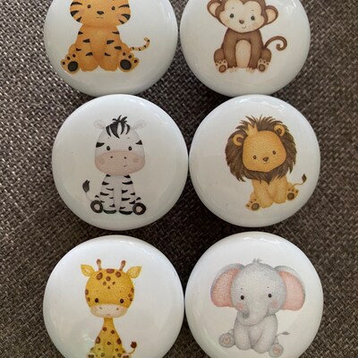 Safari Animals Ceramics Drawer Handle Pulls Forest Animals - Etsy