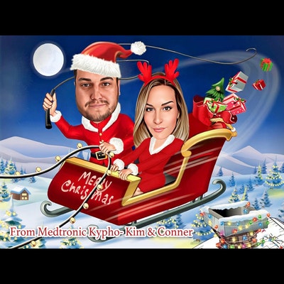 Christmas Cards, Custom Cartoon Family Portrait Gift, Holiday Cards ...