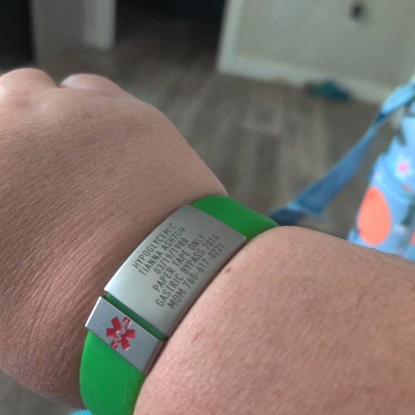 Medical Alert Bracelet Runner Emergency ID Nylon Wristband Custom ...