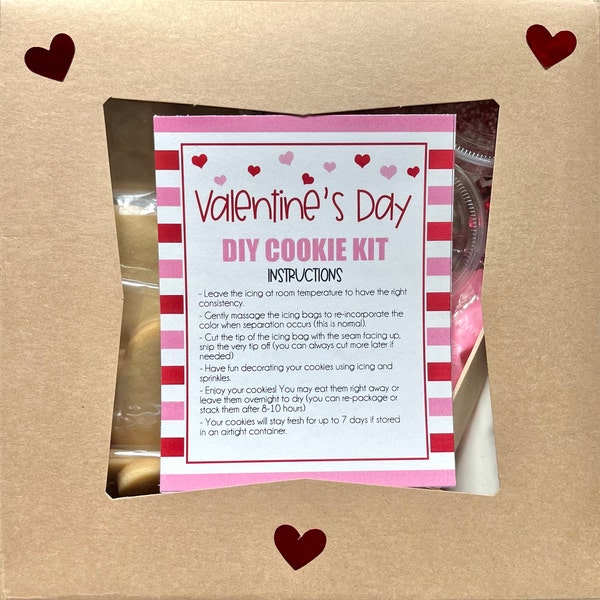 Valentine's Day DIY Cookie Kit Instructions: Printable Card (PDF) - Etsy