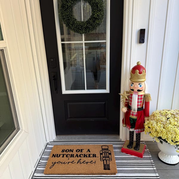 Son of a Nutcracker Christmas Doormat, Cute Holiday Welcome Mat, Funny ...