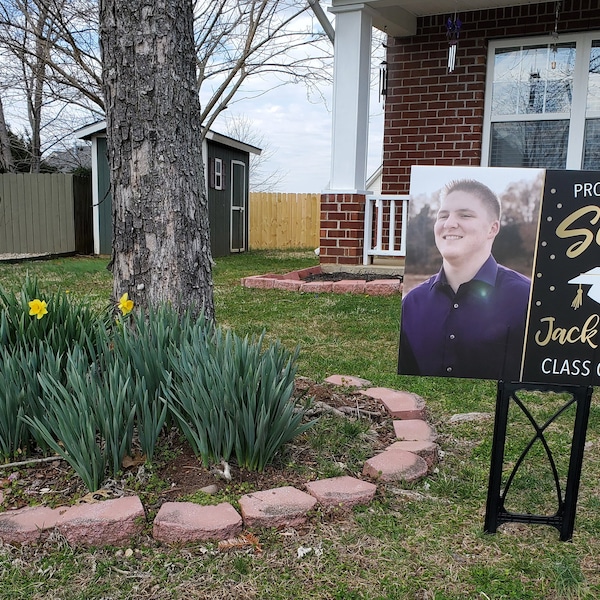 Senior Yard Sign, Graduation Yard Sign, Gold Graduation Sign, Photo ...