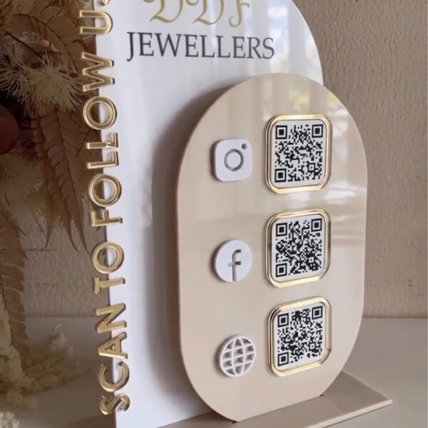 Modern QR Code Freestanding Acrylic Business Sign Version 5 (scan to ...