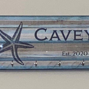 Beach House Key Holder for Wall, Personalized Key Hanger, Starfish ...