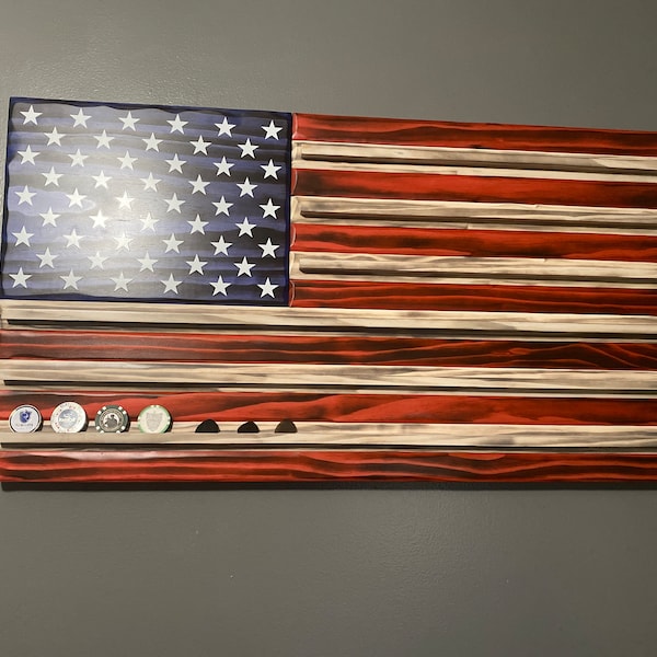 Rustic Wooden American Flag Challenge Coin, Zippo Holder - Personalized ...