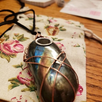 Labradorite Pipe, Pendant Necklace, Stone Pipe, Crystal Healing, Wire ...