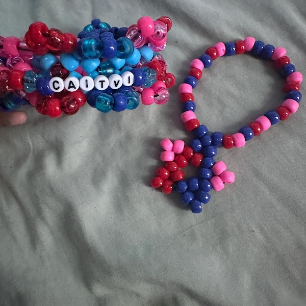 Kandi Star Cuff Bracelet, Premade or Customizable, Perfect Party Favors ...