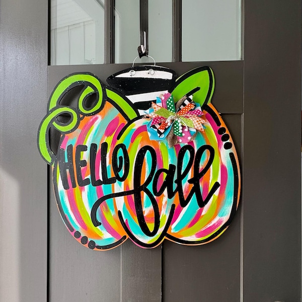 Fall Door Hanger - Pumpkin Door Decor - Autumn Door Sign - Thanksgiving ...