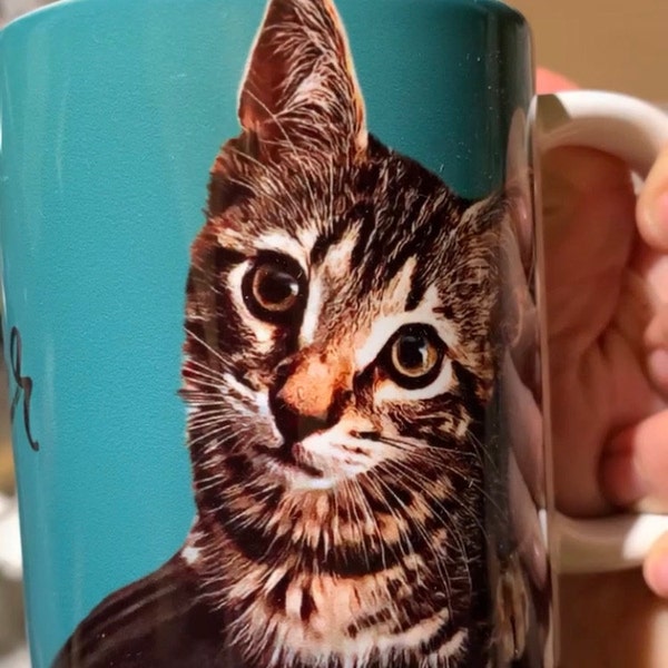 Custom Cat Mug, Cat Portrait Mug, Customized Pet Mug, Cat Mom Mug, Cat ...